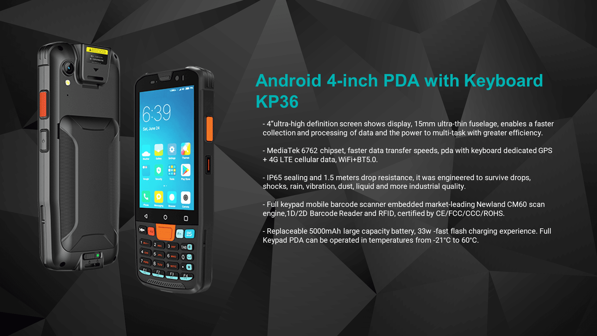 Android Barcode Scanner PDA with Keyboard KP36