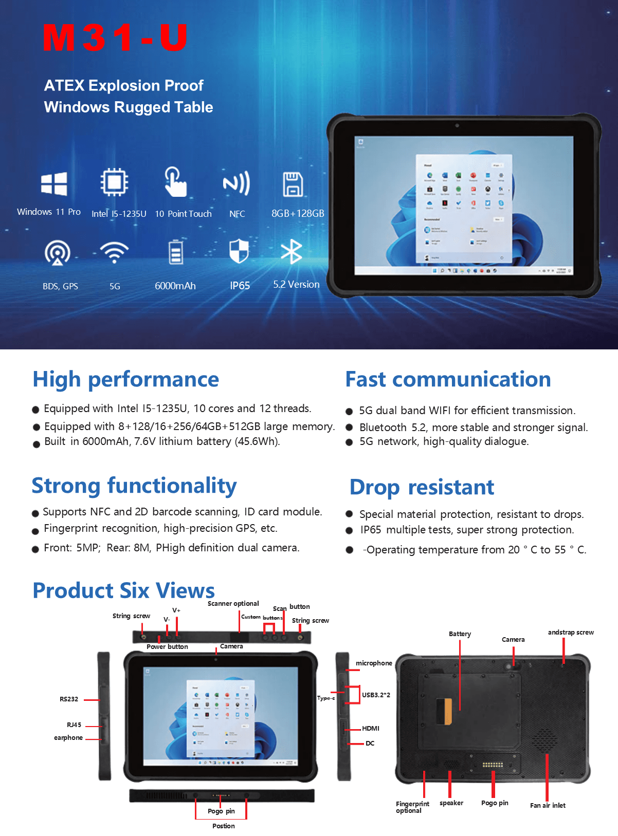ATEX Explosion Proof Windows Rugged Tablet